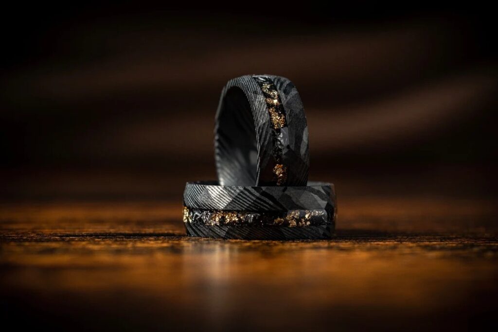 Meteorite damascus ring store